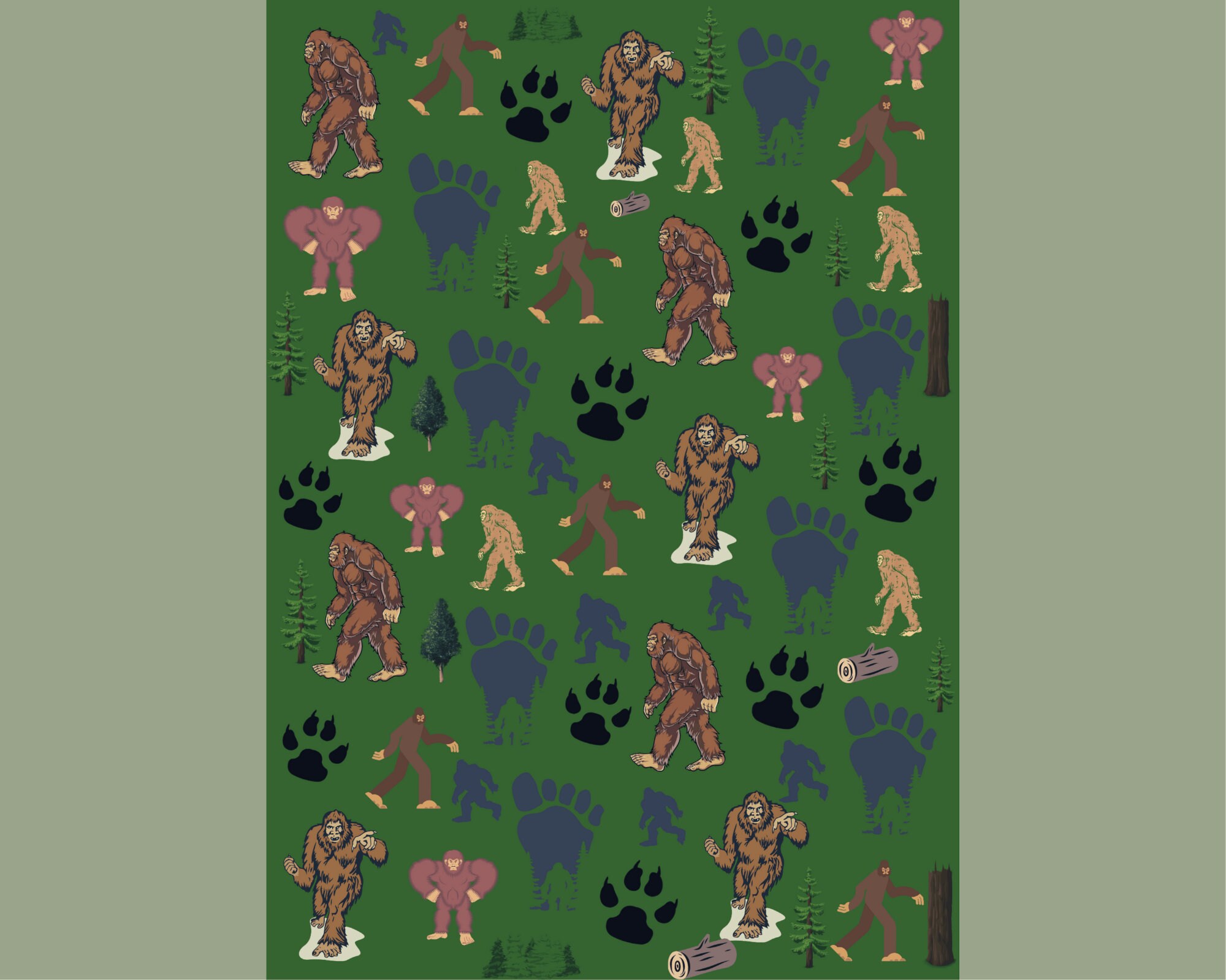 Bigfoot Prints, Digital Paper, Papercraft, DIY Craft, PNG, Cryptid ...