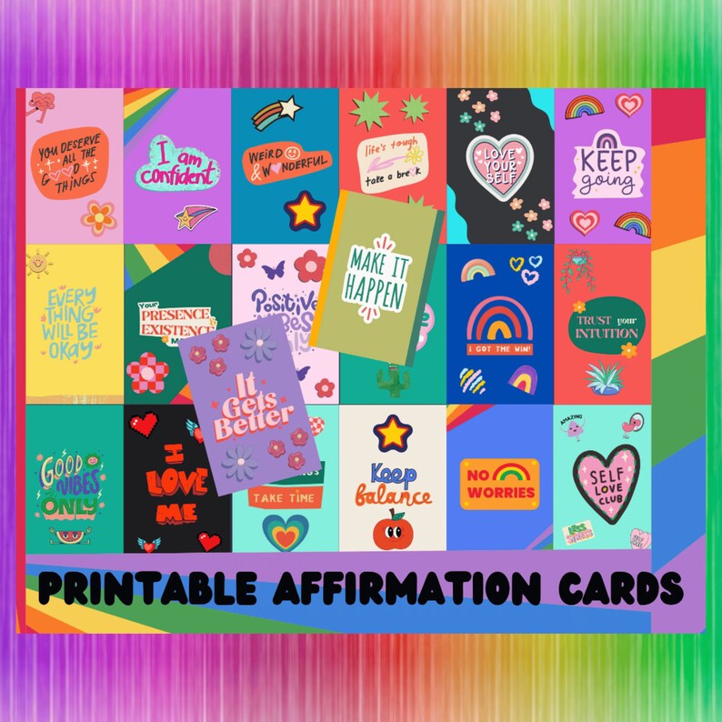 Retro Affirmation Cards: Printable Positive Affirmations (digital ...