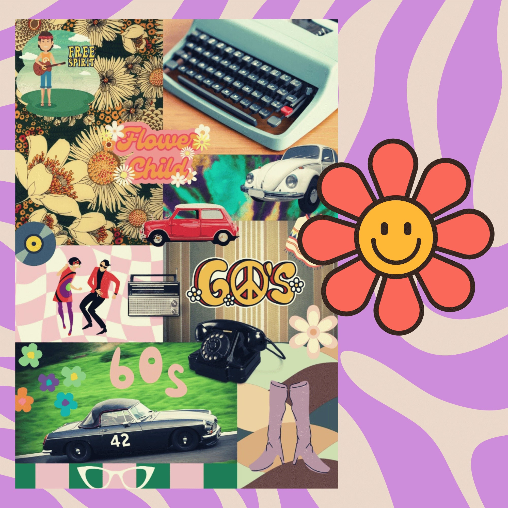 60s Collage Sheet, Digital Print, DIY Craft, Groovy Journal Page - Etsy