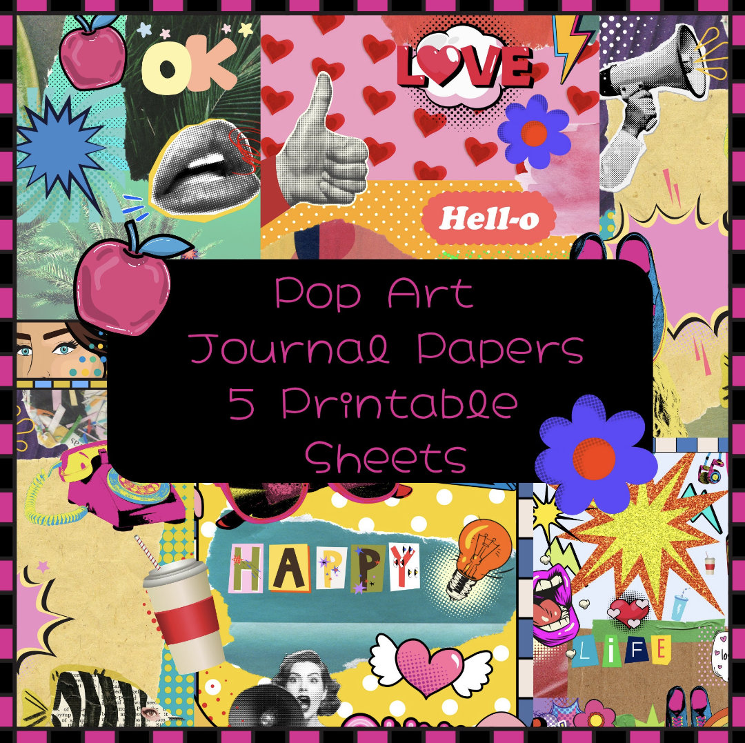 Printable Pop Art Journal Papers, Digital Scrapbook Prints - Etsy