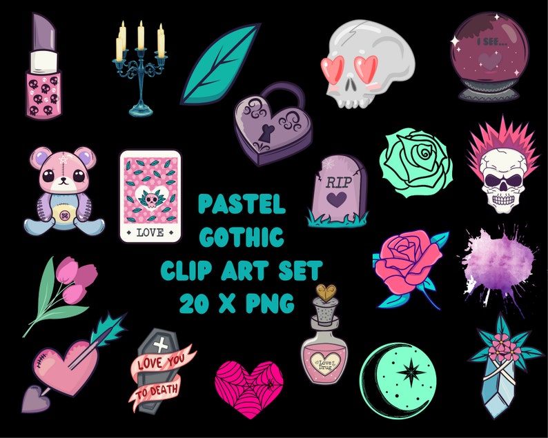 Pastel Gothic Clip Art Set, DIY Craft - Etsy