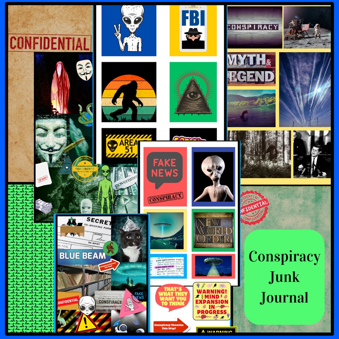 Conspiracy Files, Digital Junk Journal Kit, DIY Ephemera, Collage ...