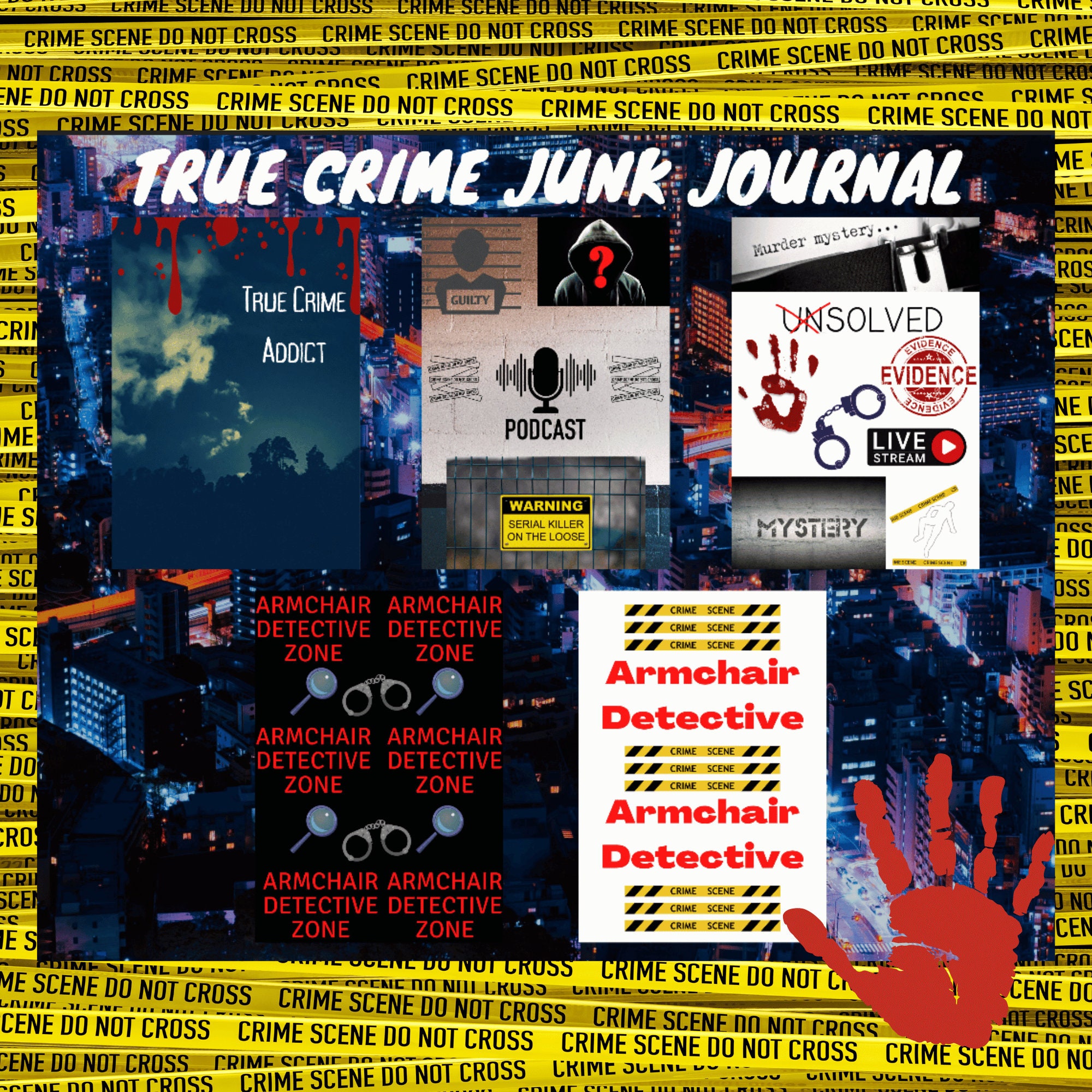 Crime Junk Journal Prints, True Crime, Digital Prints, Collage Sheets ...