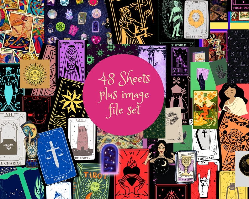 Printable Tarot Sheets, Clairvoyant, Scrapbooking, Paper Prints, DIY ...