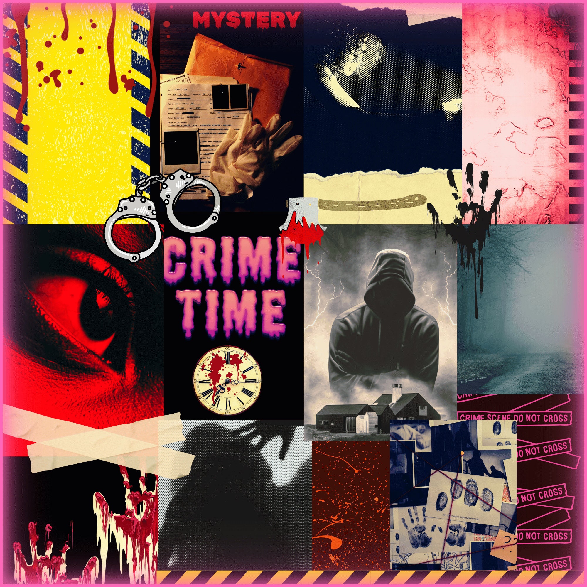 Crime Time Printable Background Paper, Journal Pages, Digital Scrapbook ...
