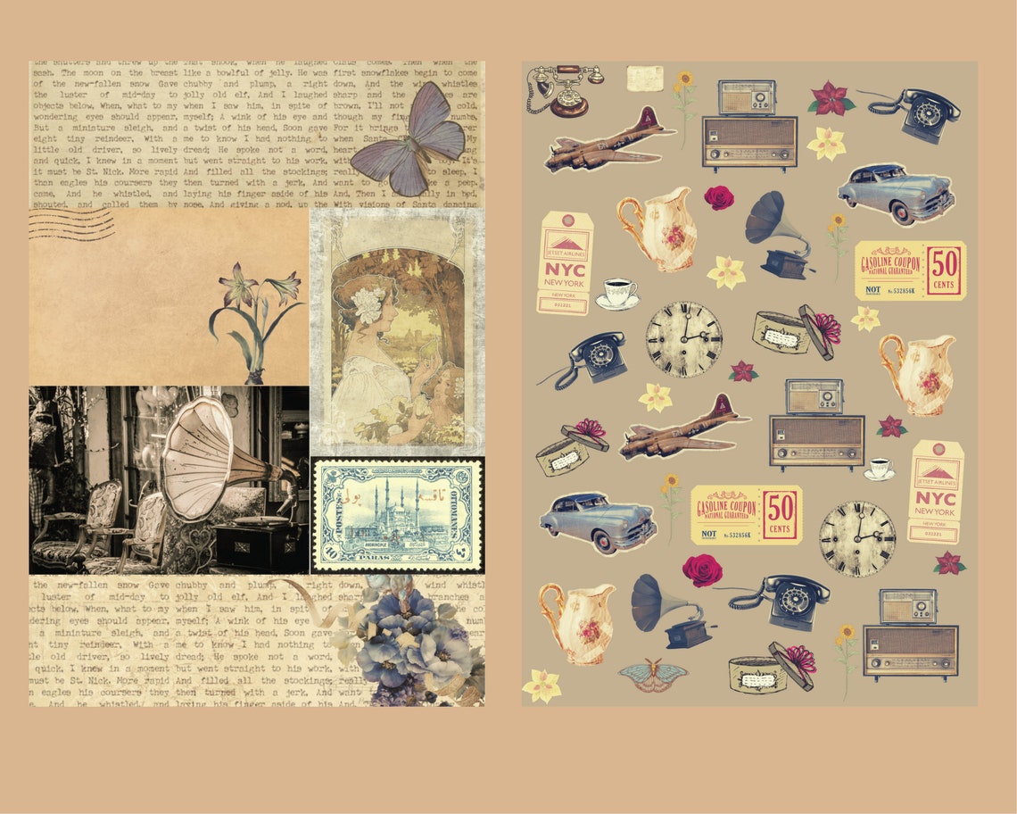 1940s Junk Journal Papers Digital Vintage Scrapbooking Kit - Etsy