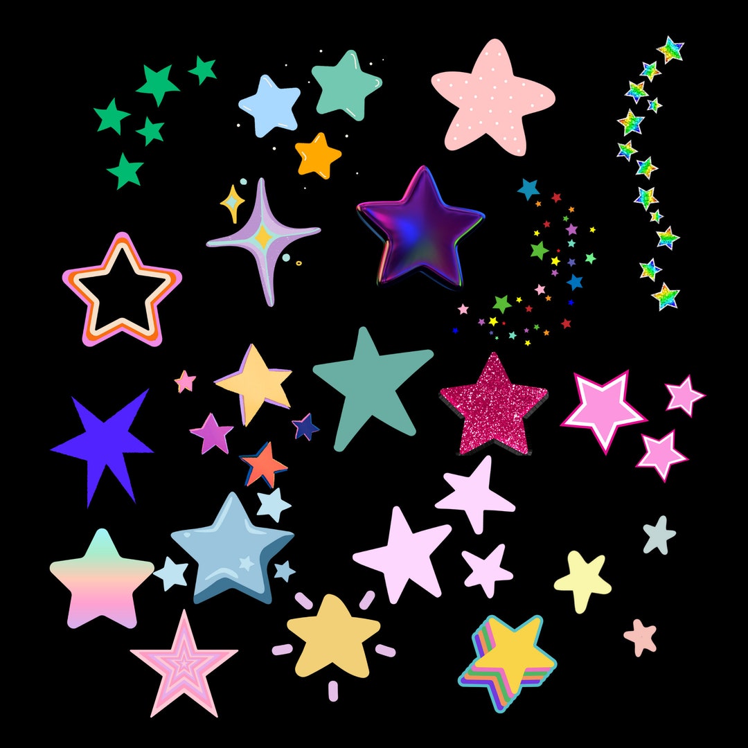 Stars Clip Art, Multicoloured Stars, DIY Craft - Etsy