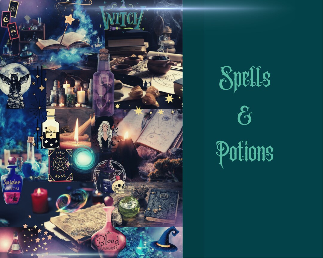 Magic Prints Digital Paper Spells and Potions Witchy - Etsy