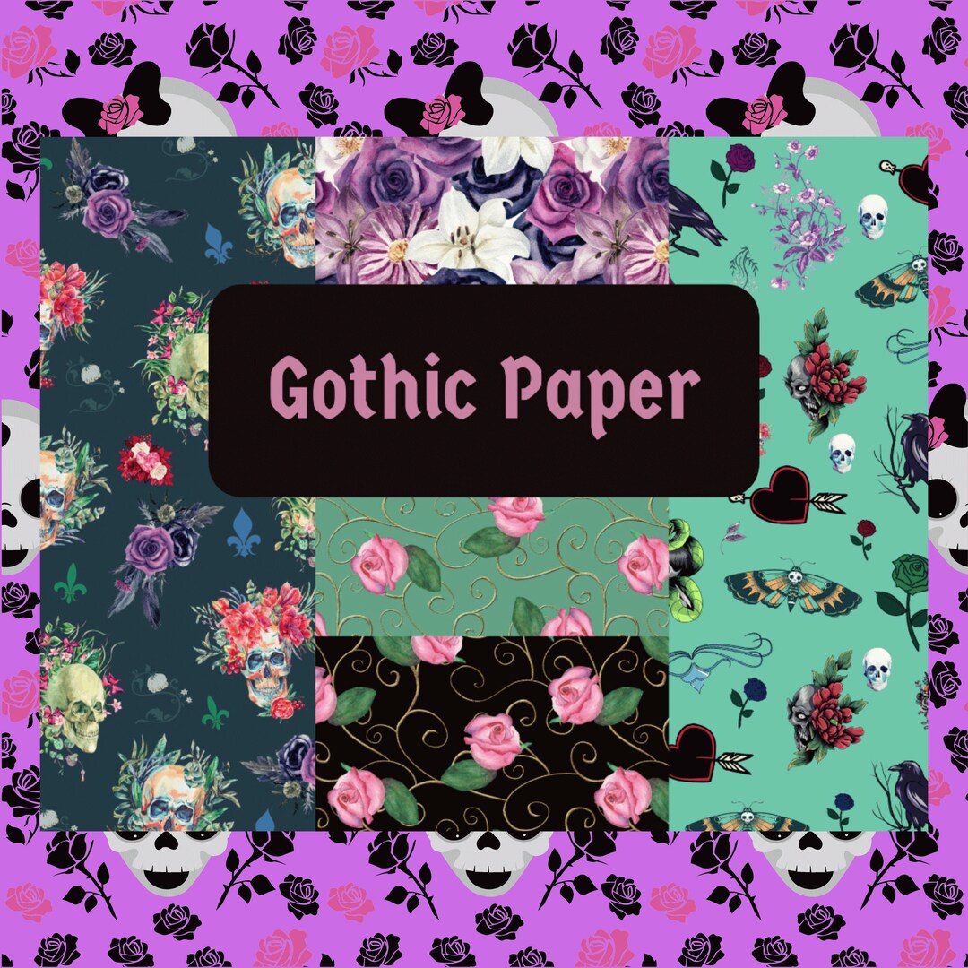 Gothic Patterns, Digital Paper, Skulls, Gothic Florals, Backgrounds - Etsy