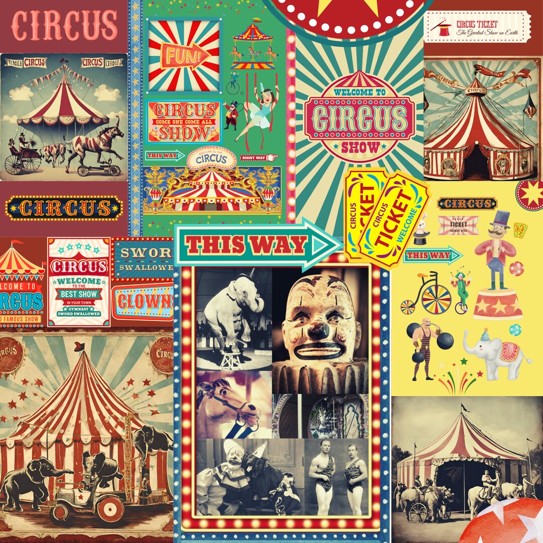 Vintage Circus Prints Digital Paper Junk Journal - Etsy