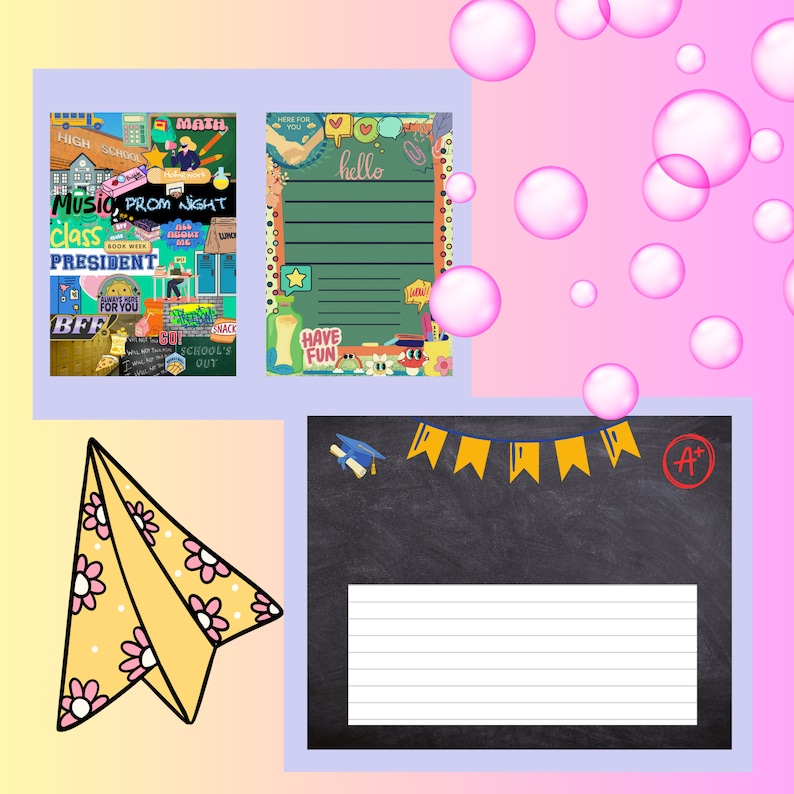 High School Scrapbook Kit, Digital Journal Layout, Backgrounds, Digital ...