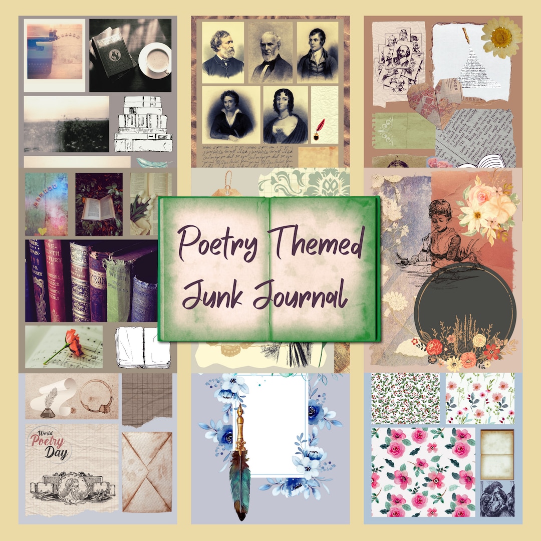 Printable Poetry Themed Junk Journal, DIY Ephemera, Collage Sheets ...