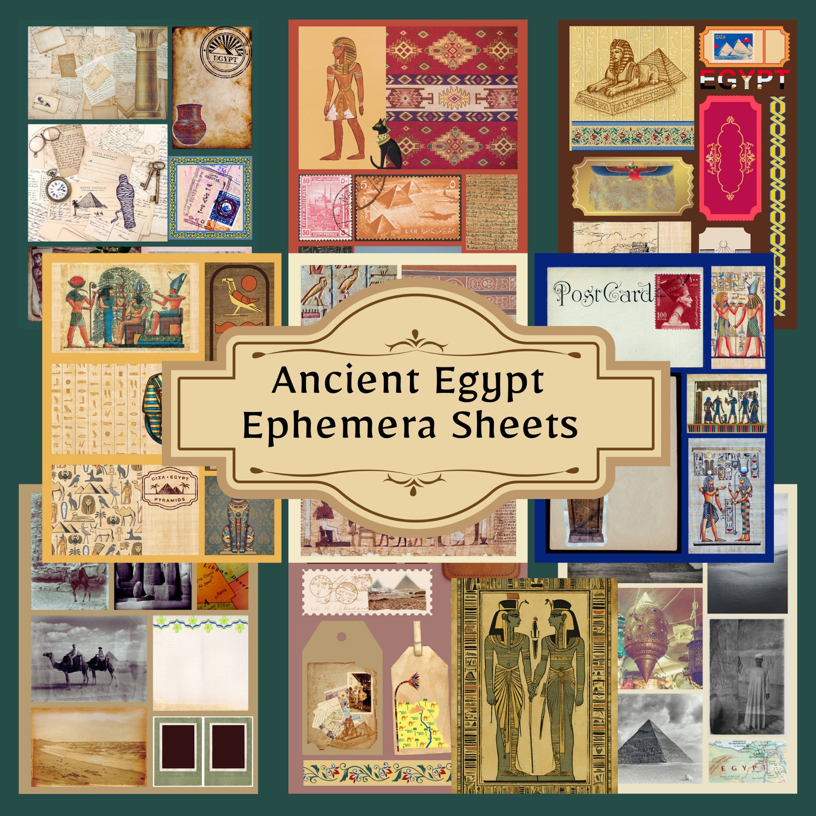 Printable Ancient Egypt Ephemera Sheets, Scrapbooking, Collage, Junk ...