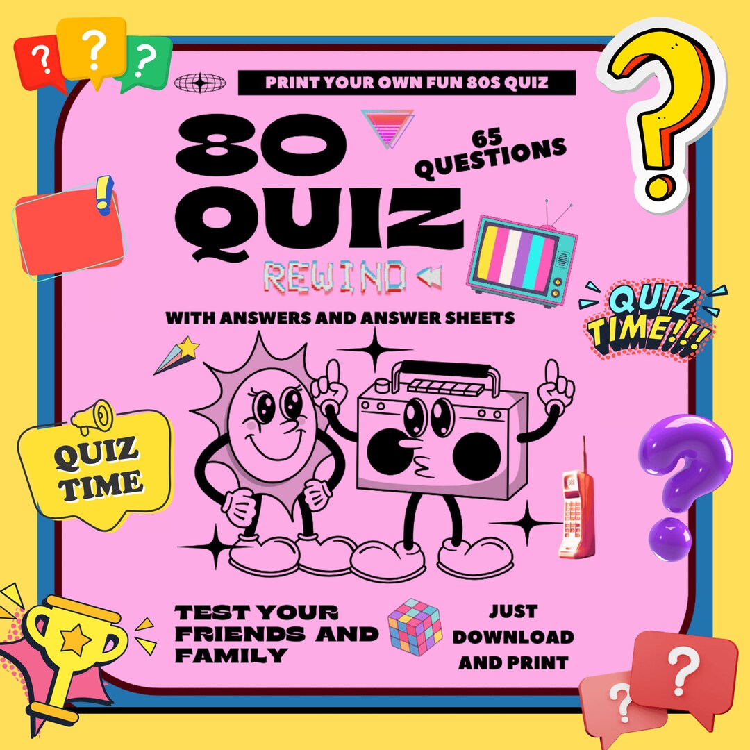 Printable 1980s Quiz, Digital Prints - Etsy