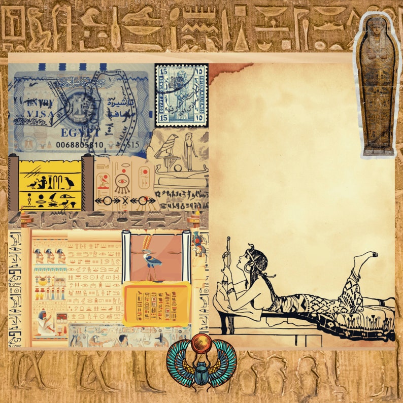 Printable Egyptian Scrapbook Paper, Digital Download, Journal Papers ...