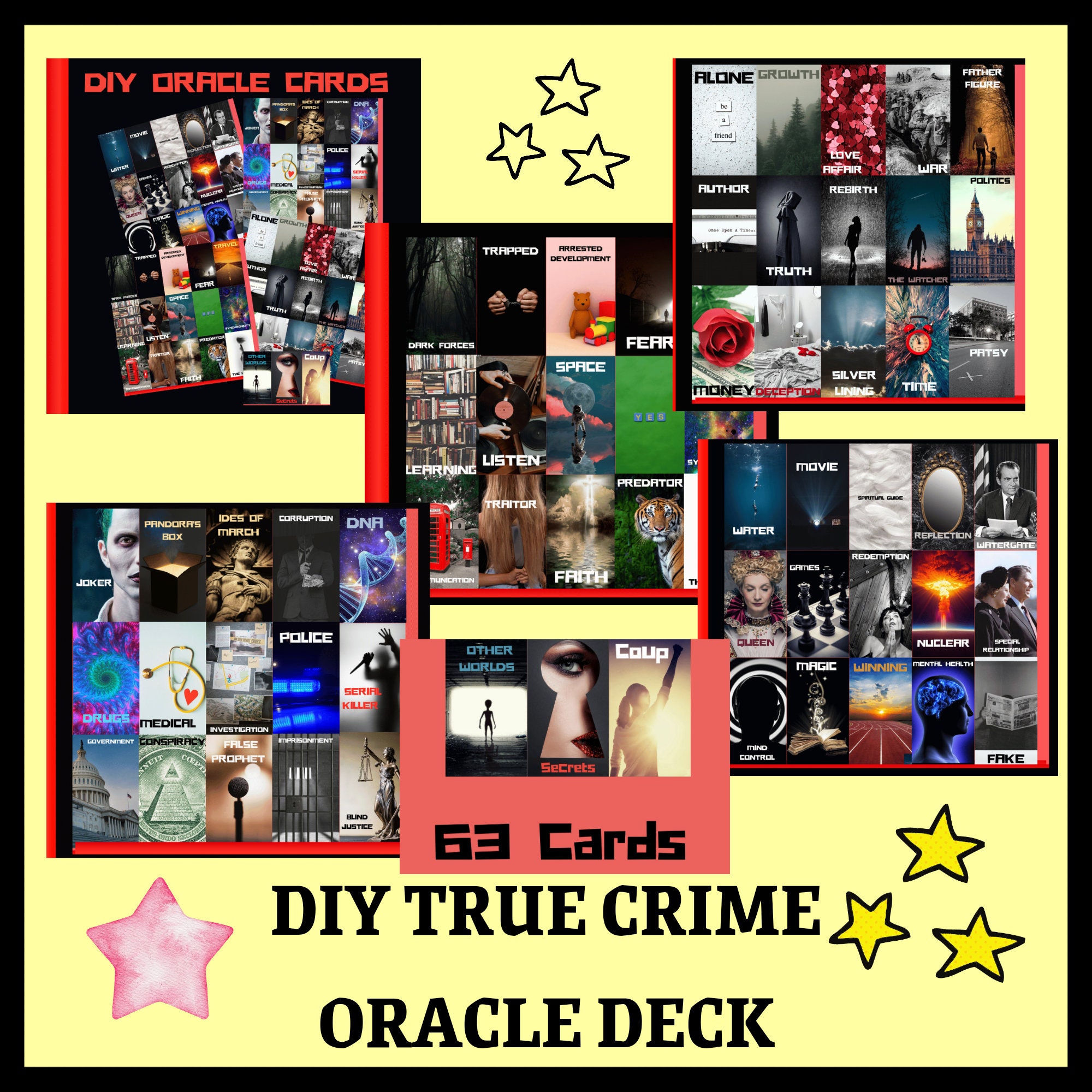 Printable Oracle Decks, Shop Bundle, Digital Tarot Cards, True Crime ...