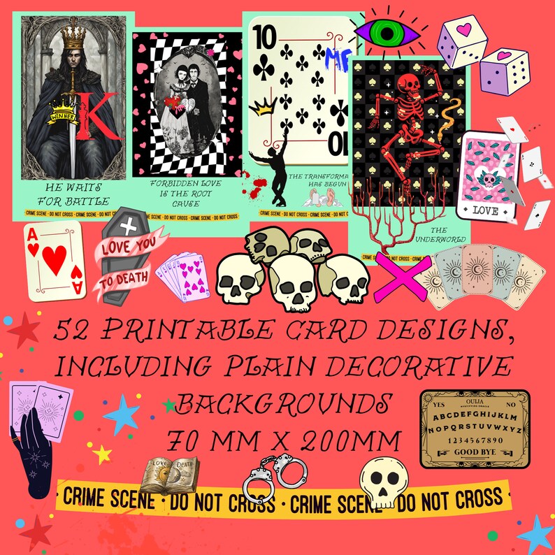 True Crime Tarot Deck, Printable Oracle Cards, Retro Gothic, Digital ...