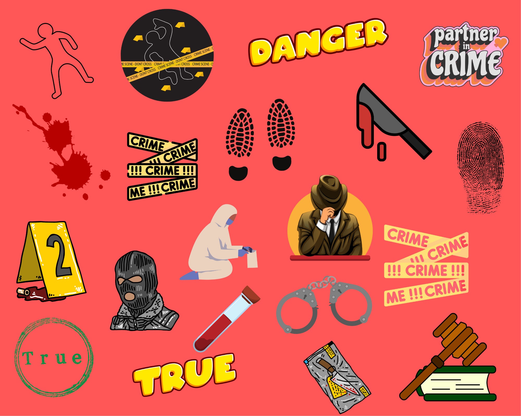 True Crime Clip Art Set, True Crime Images, Journal Art, Crime Stickers ...
