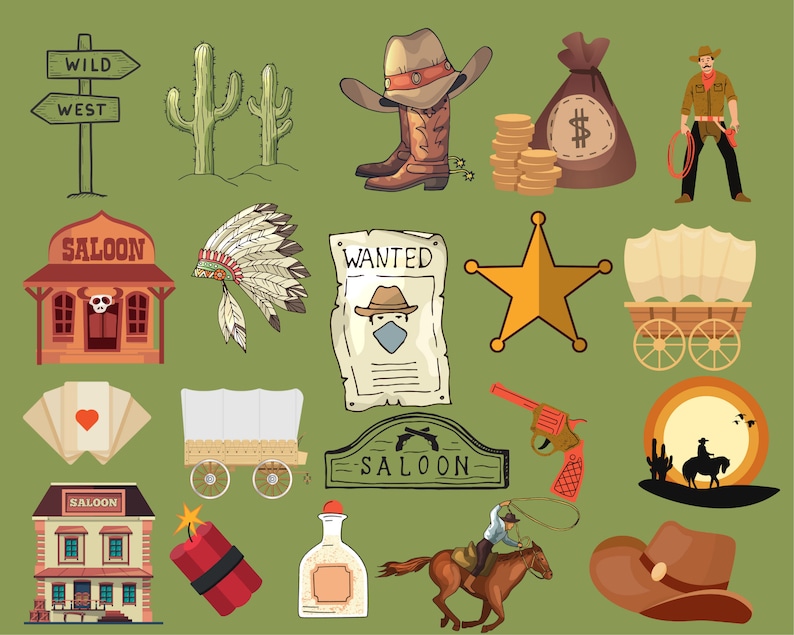 Wild West Digital Journal Art Clip Art Set Journal Paper - Etsy