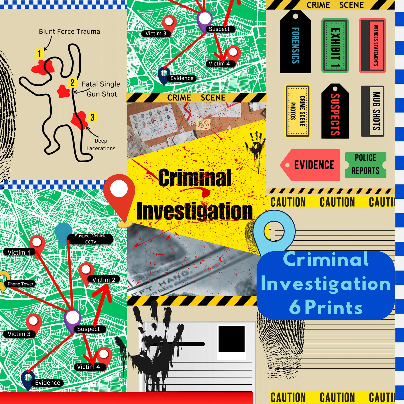 Criminal Investigation Prints, Journal Tags, Crime Map, Suspect, Junk ...