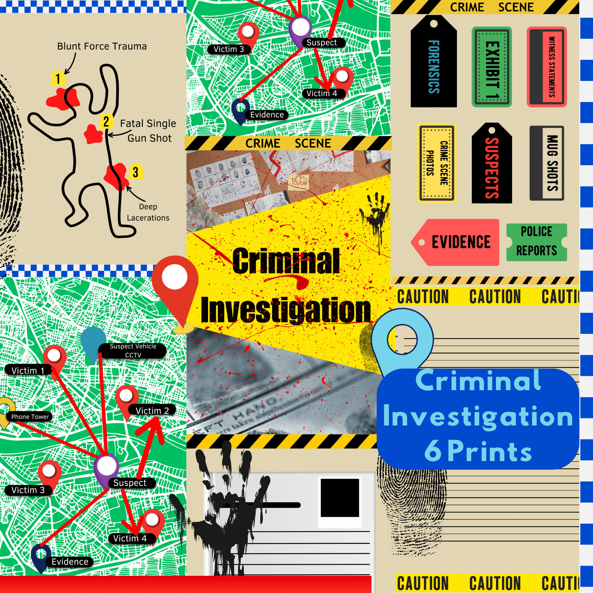 Criminal Investigation Prints, Journal Tags, Crime Map, Suspect, Junk ...