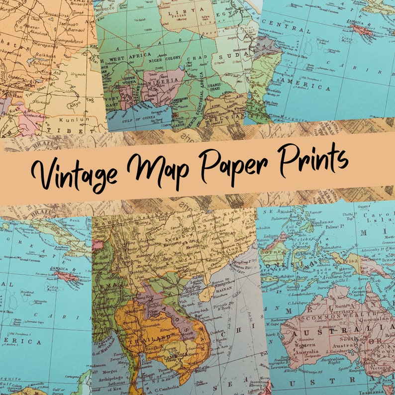 Printable Vintage Maps, Digital Background Paper, DIY Craft - Etsy