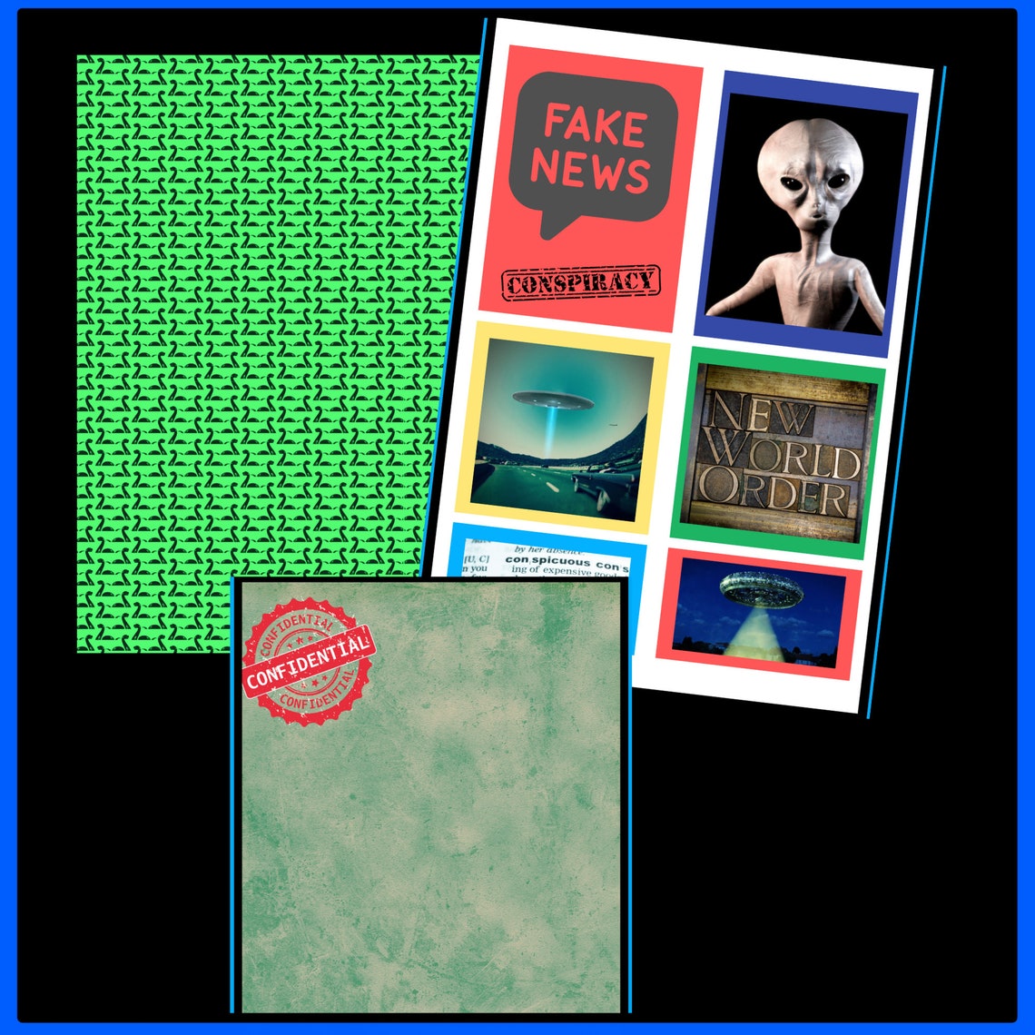 Conspiracy Files, Digital Junk Journal Kit, DIY Ephemera, Collage ...