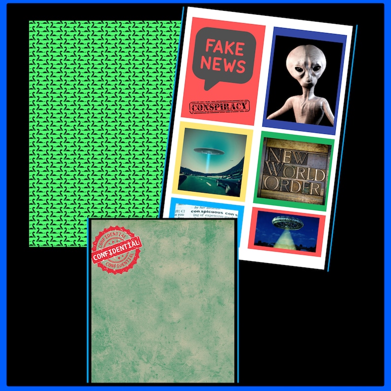 Conspiracy Files, Digital Junk Journal Kit, DIY Ephemera, Collage ...