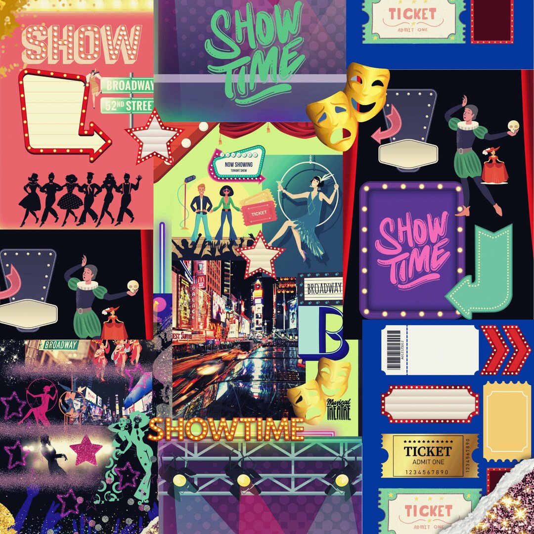 Broadway Backgrounds, Digital Paper, Collage Sheets, Theatre Show ...