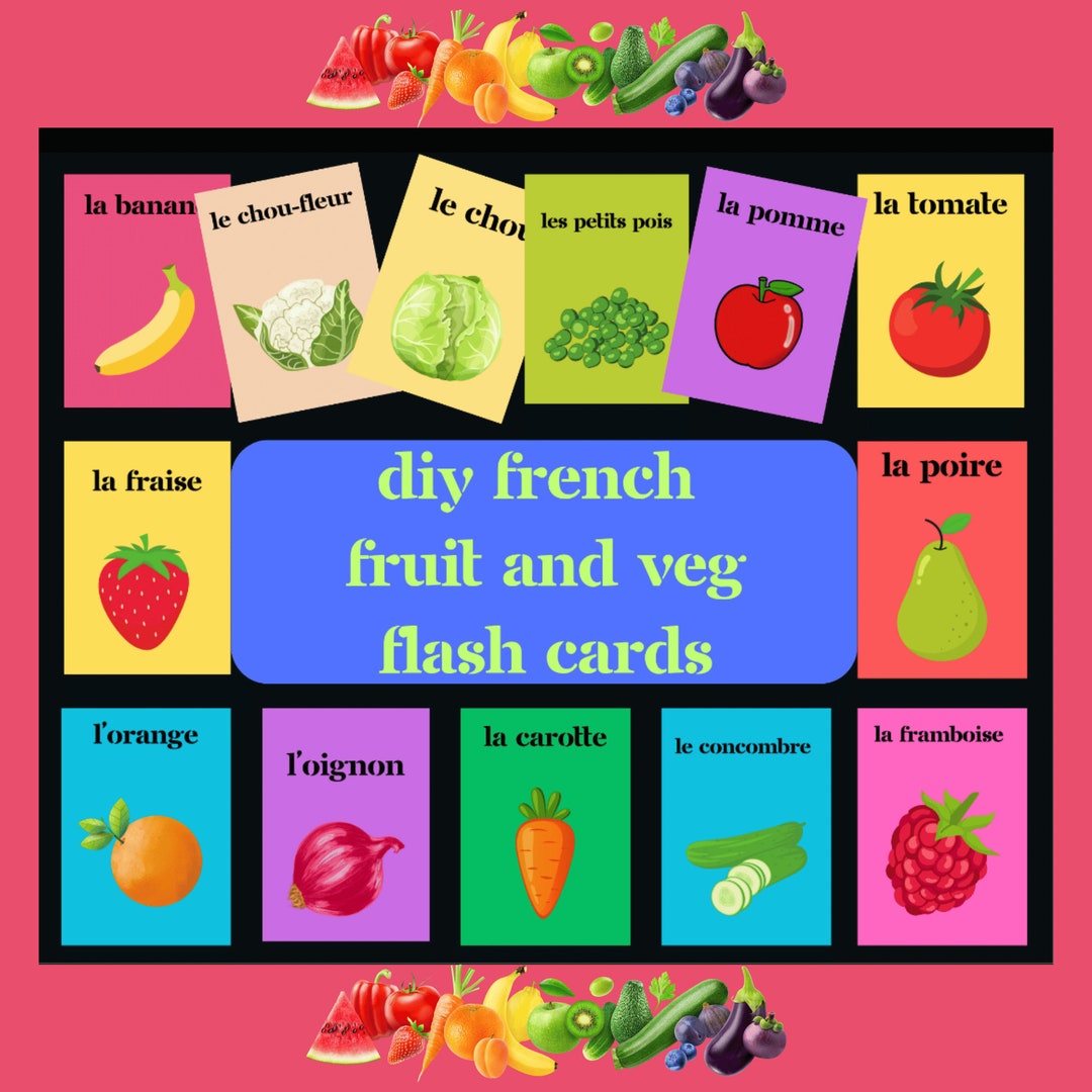 French Fruit and Veg Flash Card Prints, Digital Prints, Kids Learning ...