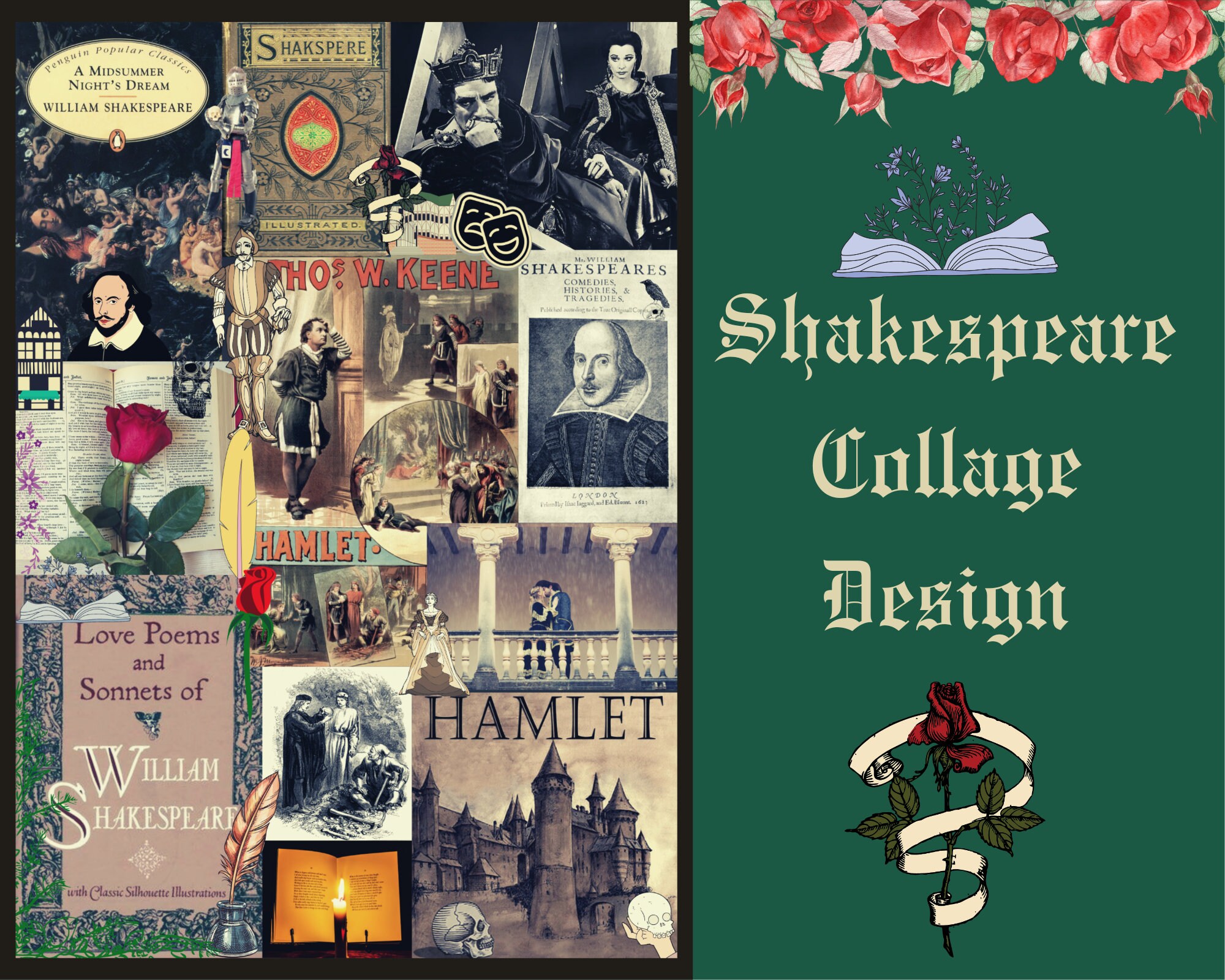 Shakespeare Digital Collage Print Collage Design Shakespeare - Etsy UK