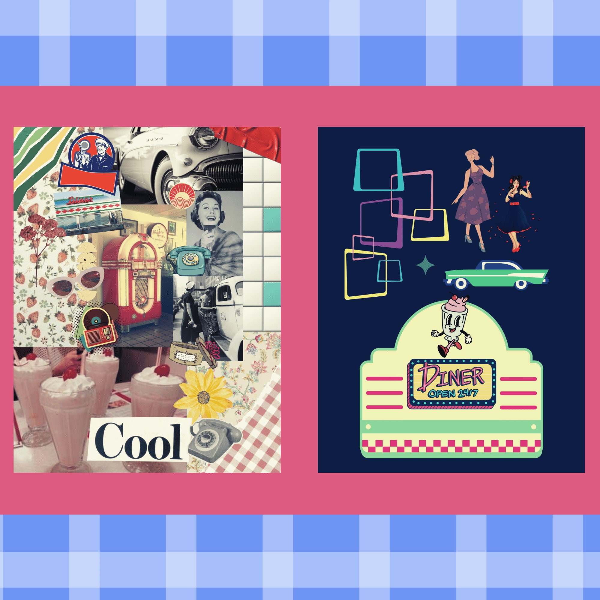 1950s Digital Journal Sheets Retro Journal Spread Scrapbook - Etsy UK