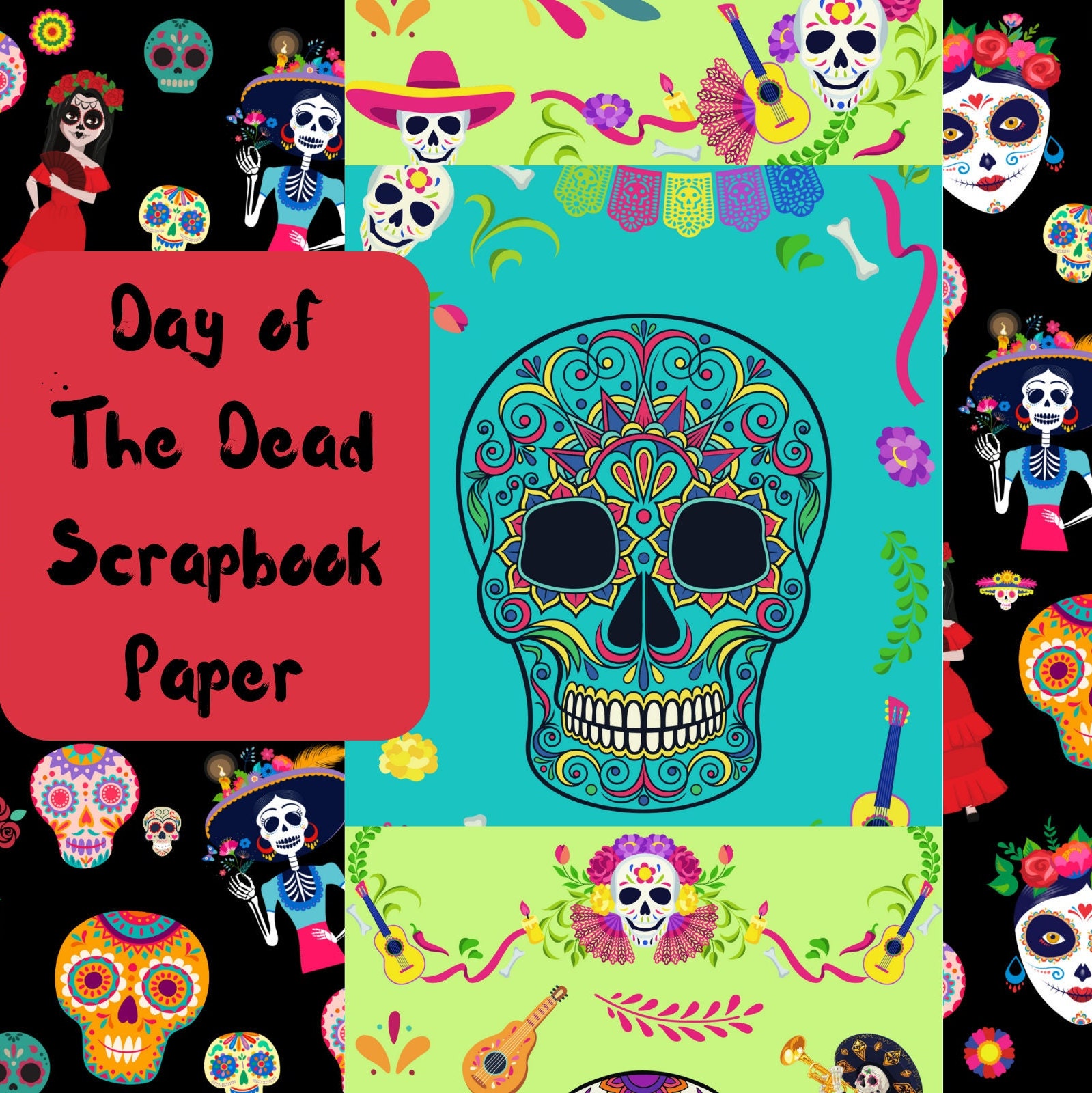 Day of the Dead Festival Printable Paper Skulls Pattern - Etsy UK