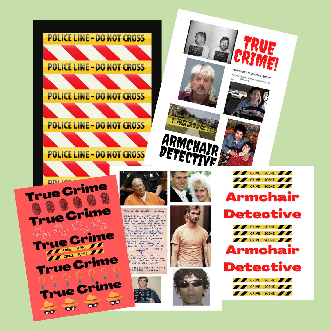 Printable True Crime Junk Journal, Collage Sheets, DIY Ephemera ...