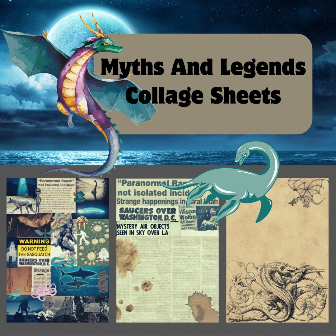 Myths and Legends Collage Sheets, Paranormal Digital Prints ...