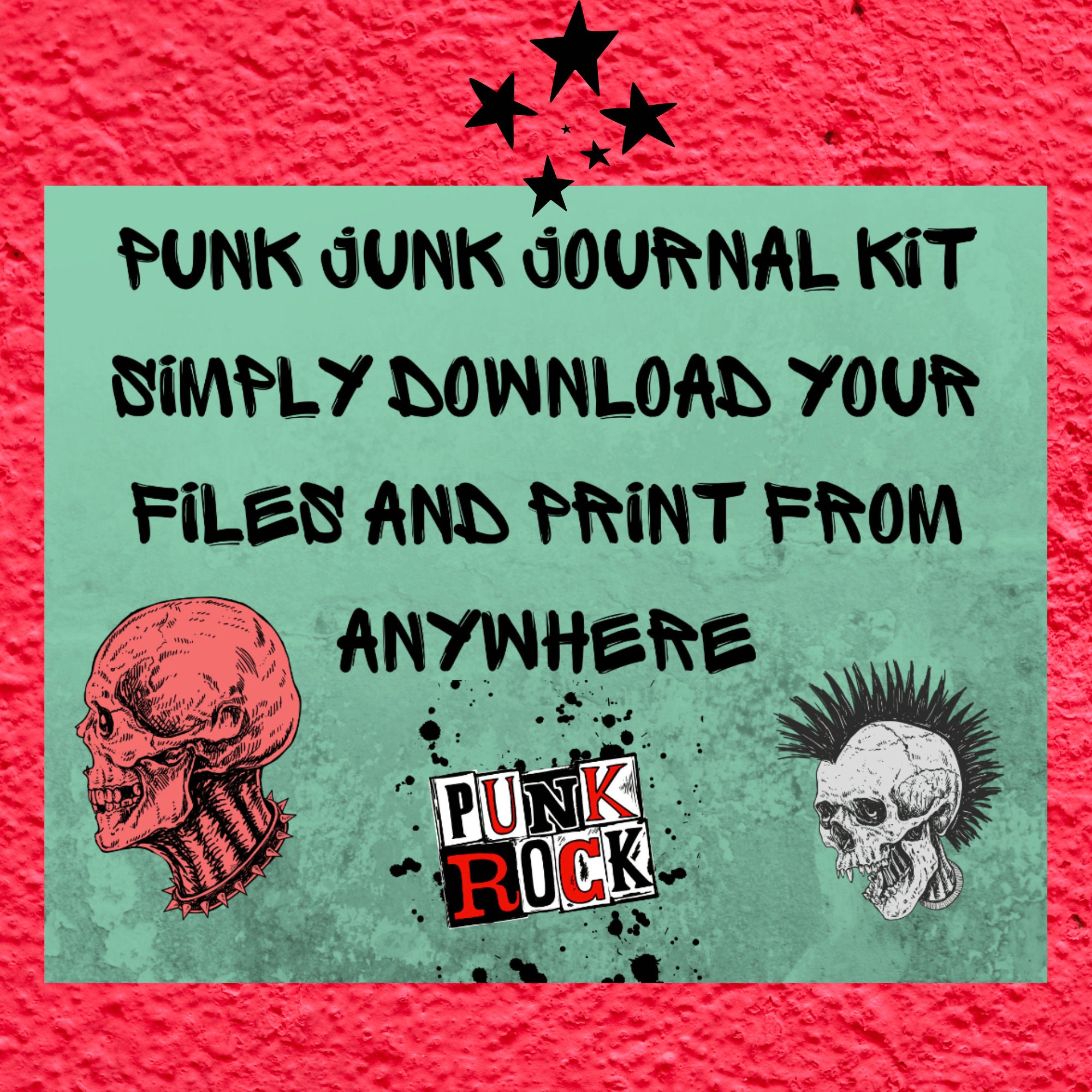 Printable Punk Journal Paper, Graffiti Background, DIY Craft, Digital ...
