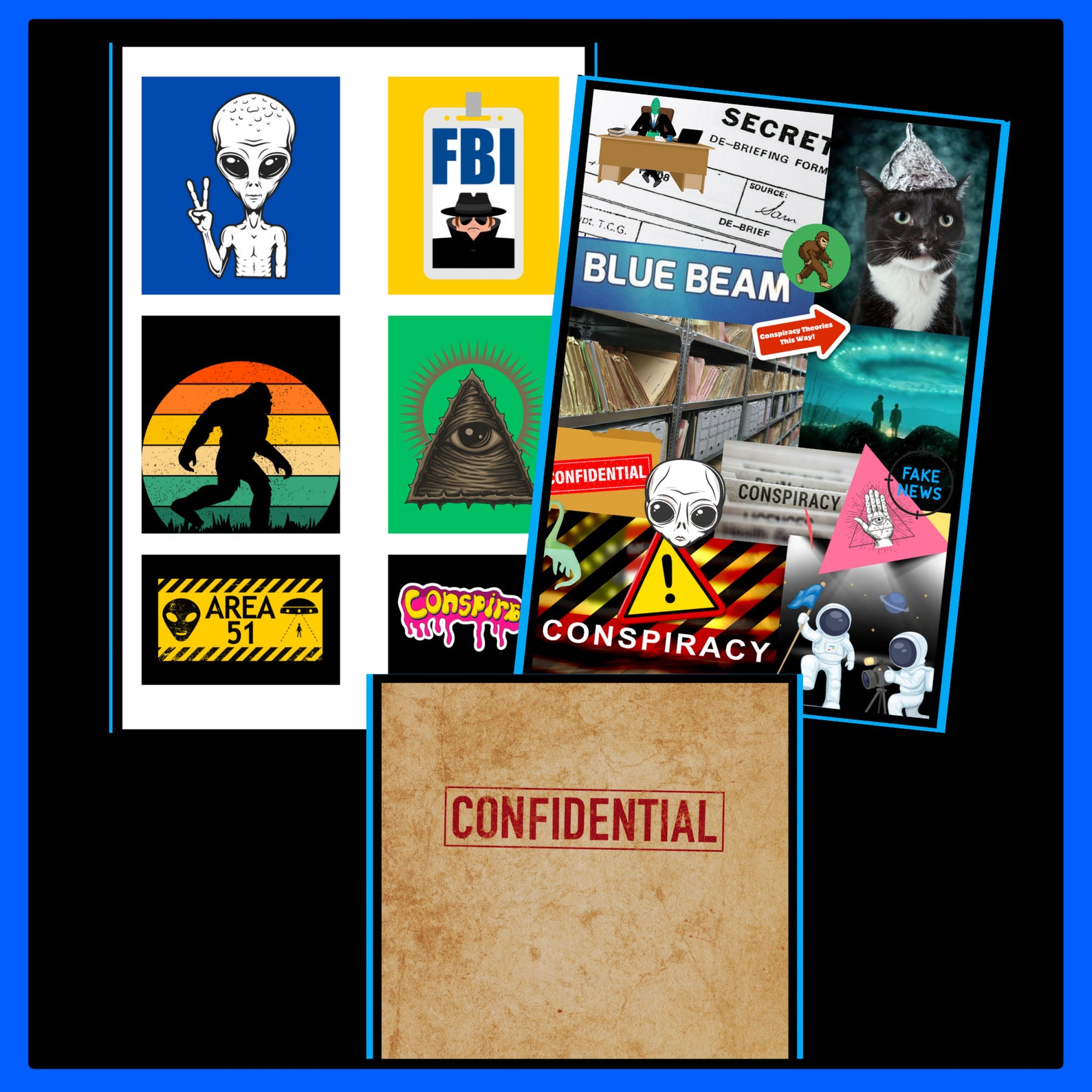 Conspiracy Files, Digital Junk Journal Kit, DIY Ephemera, Collage ...