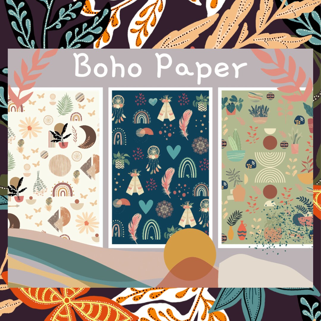 Boho Patterned Prints, Digital Paper, Scrapbooking, DIY Craft - Etsy
