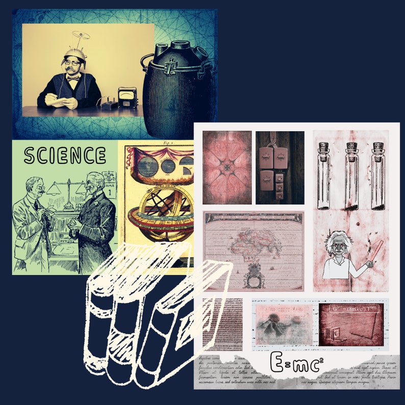The Scientist Digital Junk Journal Sheets, Science Ephemera, Collage ...