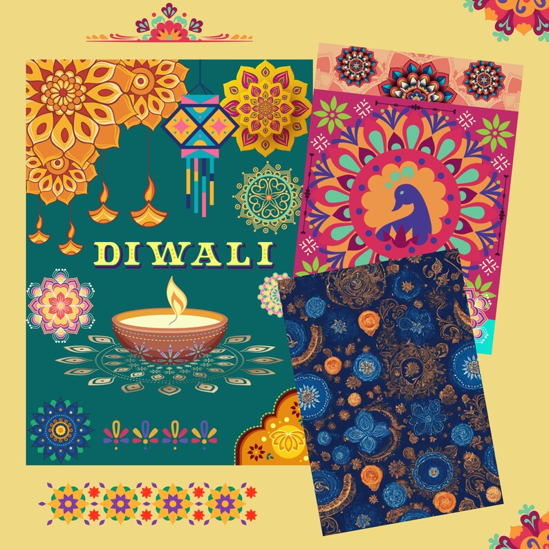 Diwali Digital Paper, Hindu Festival, Patterns, Diwali Backgrounds ...