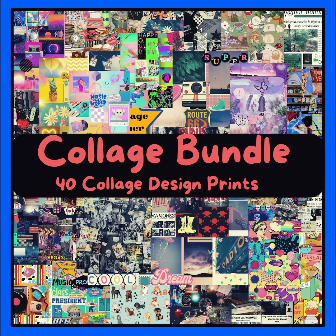 Collage Sheet Prints Kit, Digital Paper, Mixed Media, Scrapbook ...