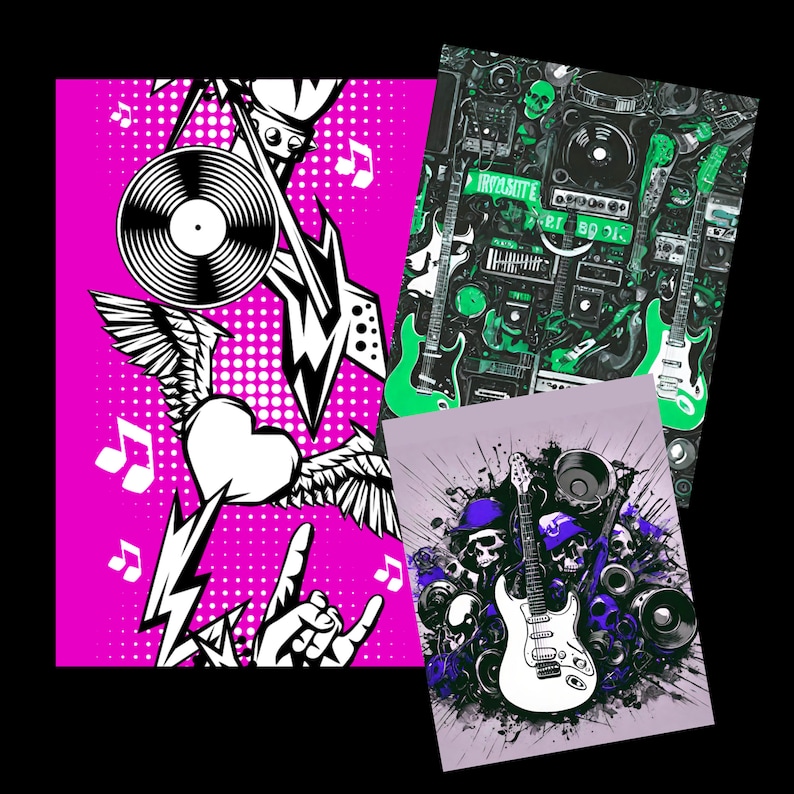 Printable Rock Star Paper, Music, Rock and Roll, Guitars, Journal Pages ...