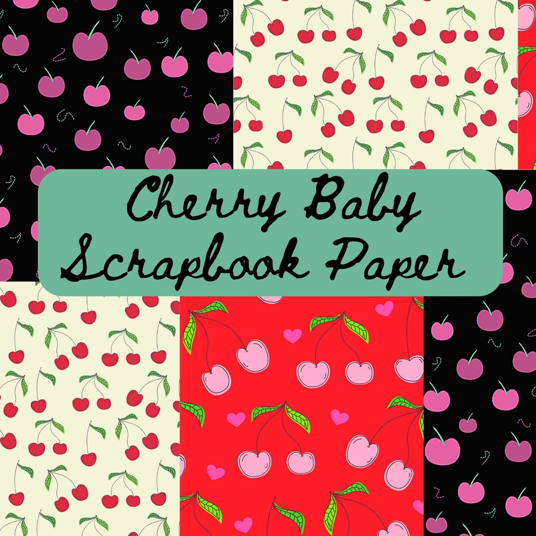 Cherry Prints Digital Paper PNG DIY Craft Scrapbooking - Etsy