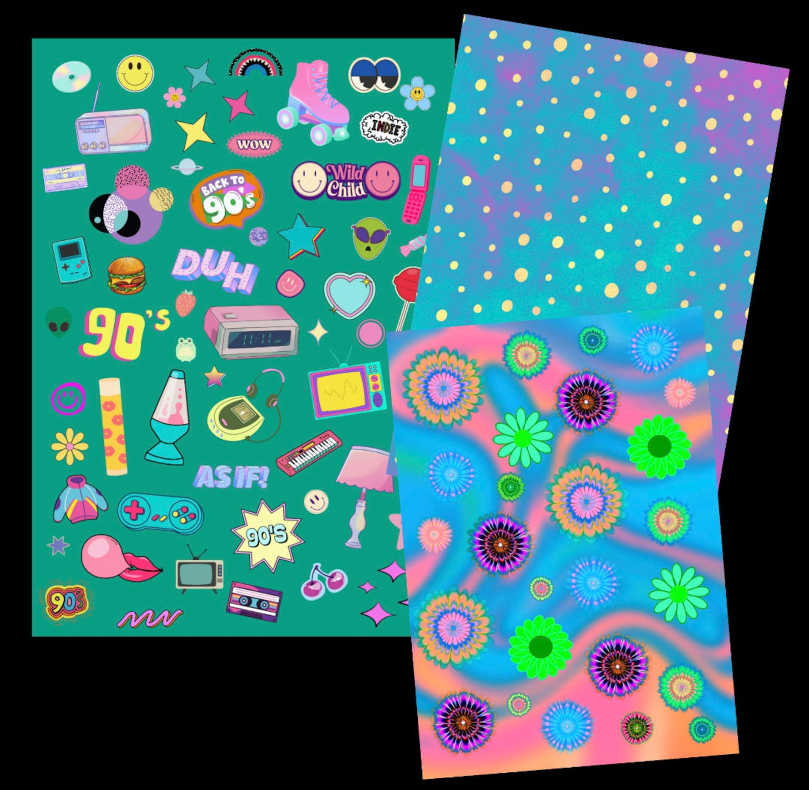 90s Digital Junk Journal Kit, Background Paper, Retro Theme, Digital ...