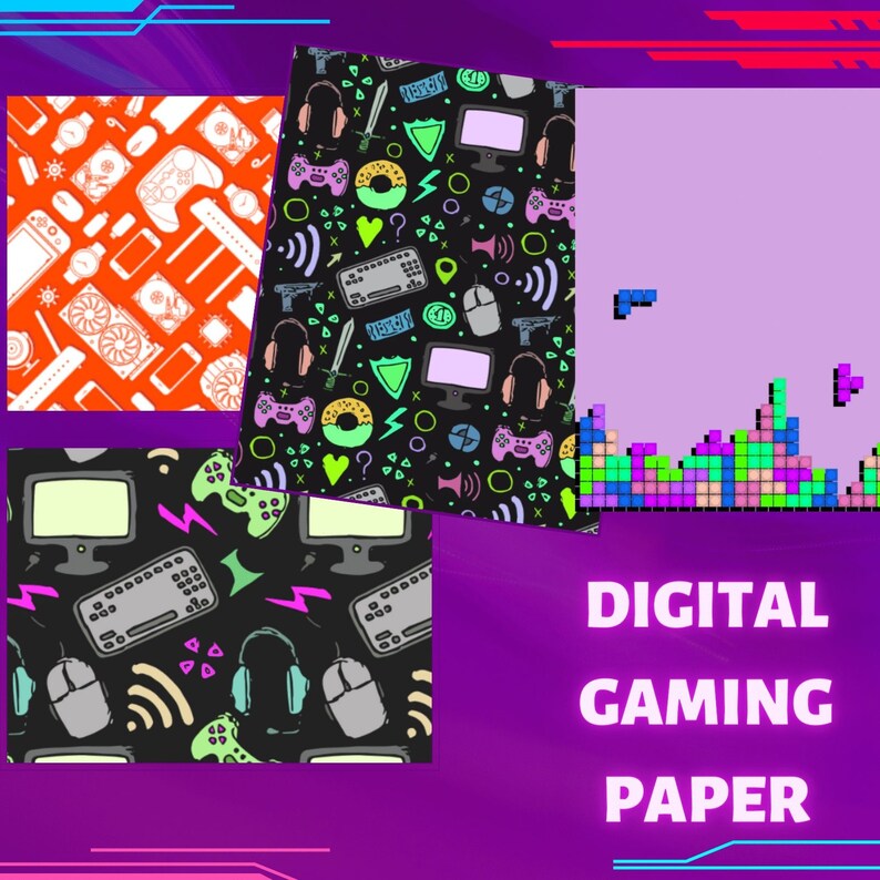 Gaming Backgrounds, Digital Paper, Retro Prints, 80s - Etsy