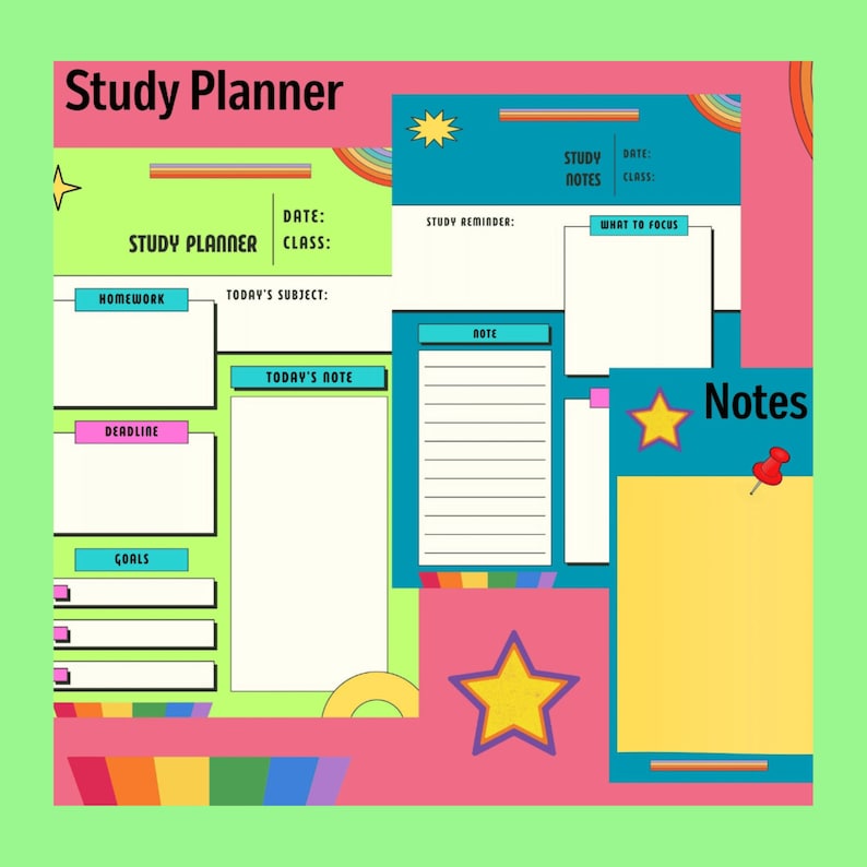 Printable Study Planner Templates, Digital Download Back to School ...