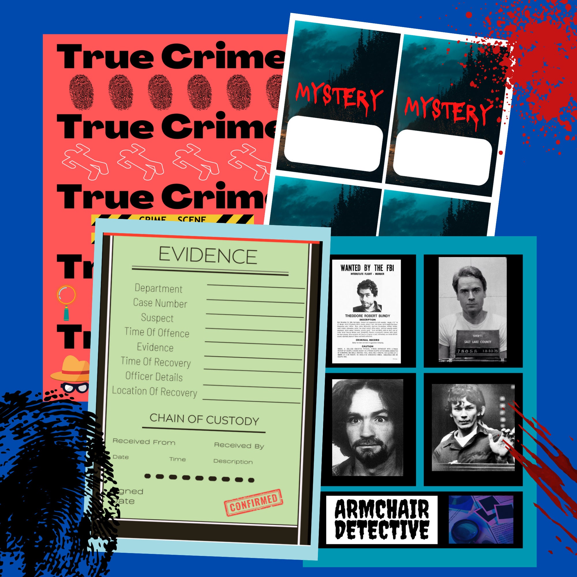 True Crime Junk Journal Kit, Crime Prints, Scrapbooking, Collage, PNG ...