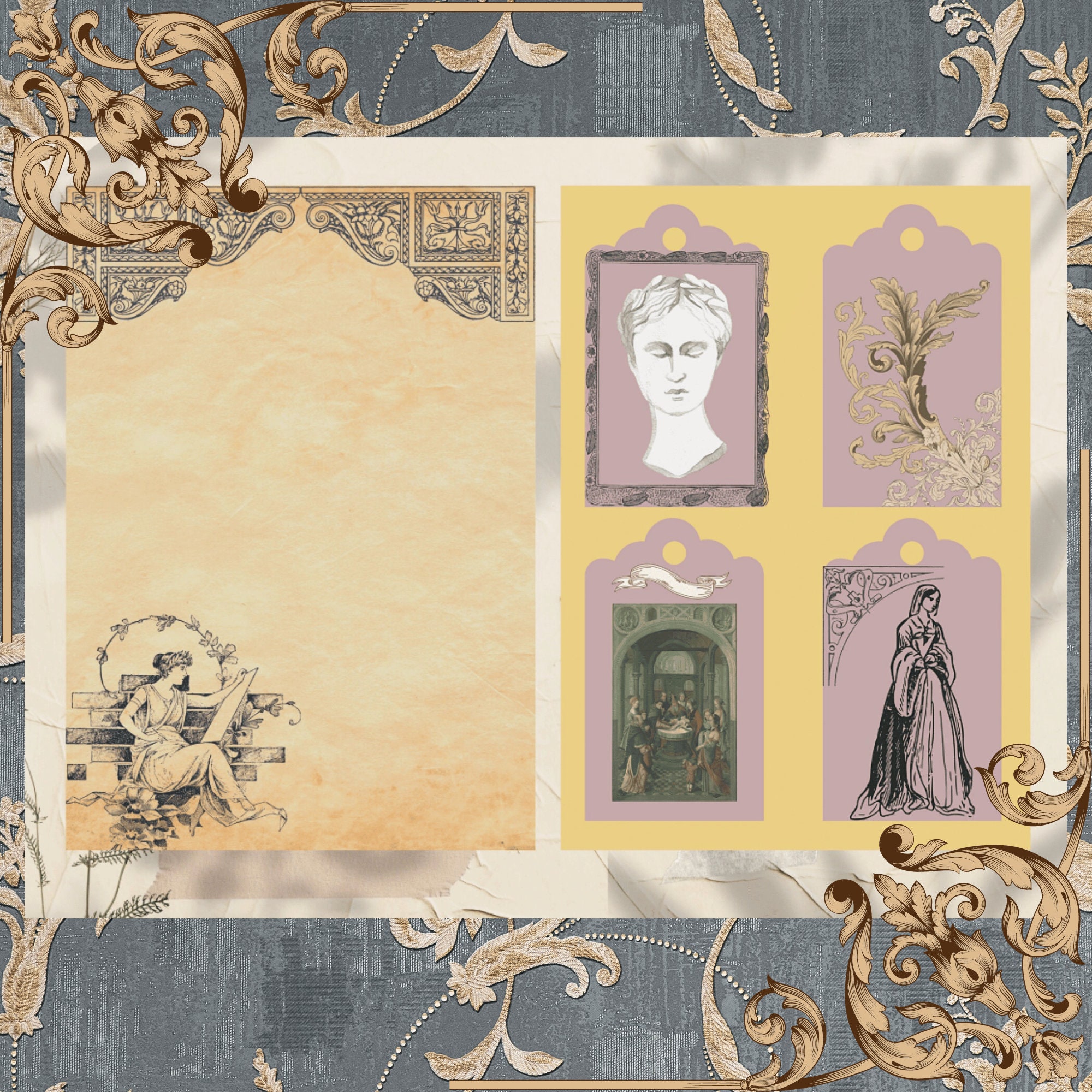 Printable Renaissance Collage Sheets, Digital Junk Journal ...