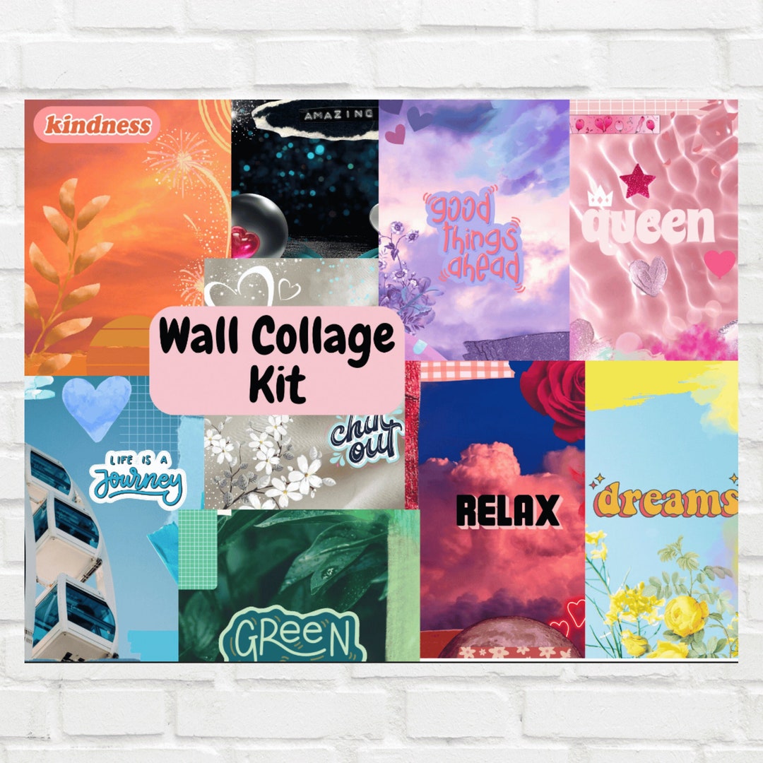 Multicoloured Aesthetic Collage Kit, Digital Prints, Wall Art, Collage ...
