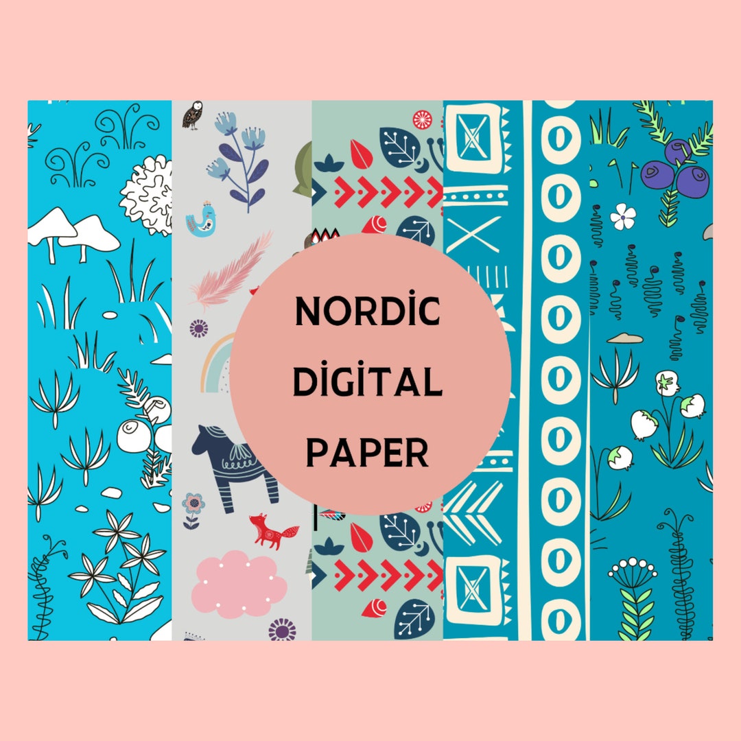 Nordic Digital Paper, Scandinavian Theme, Scrapbook Paper, Nordic ...